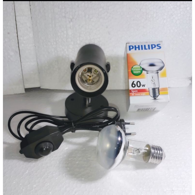 Jual Fitting kap sorot E27 lampu philips spot nr63 25 40 60 pemanas makan ayam chiken | Shopee ...