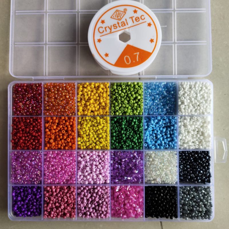 Jual 1 paket manik-manik ukuran 3mm/4mm / beads bracelet / manik isi ...