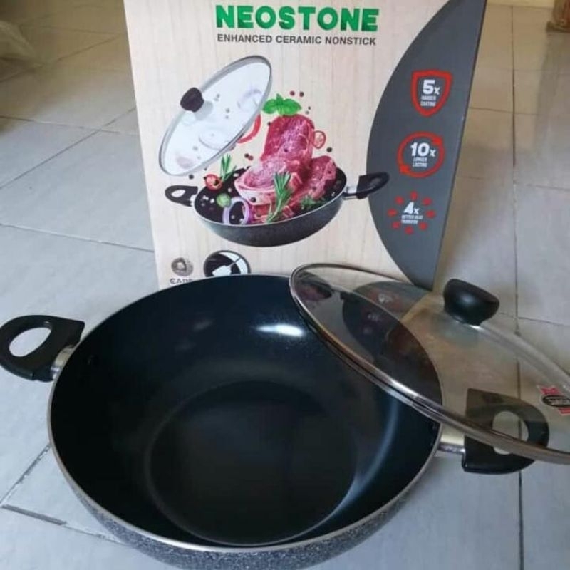 Jual MAXIM neostone wokpan 30cm & tutup kaca | Shopee Indonesia