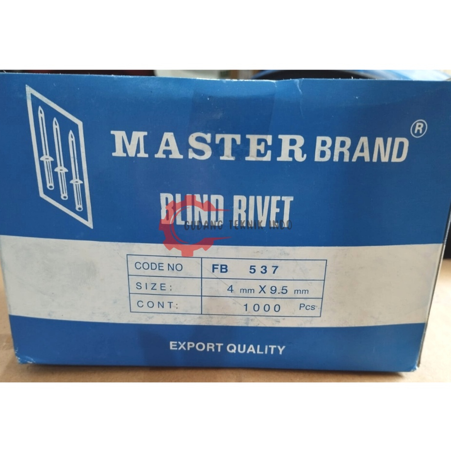 Jual MASTER BRAND Paku Rivet FB - 537 Ukuran 4mm X 9,5mm Isi 1.000 PCS ...