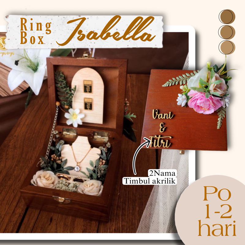 Jual RING BOX ISABELLA | KOTAK CINCIN KAYU COKLAT 12,5x12,5x7 | BOX ...