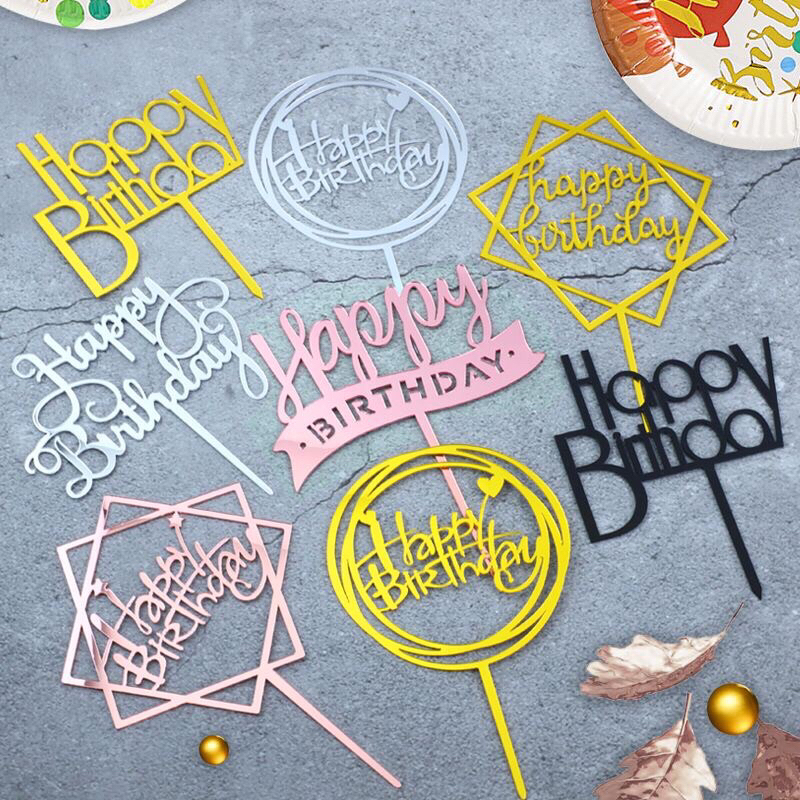 Jual TOPPER CAKE AKRILIK HAPPY BIRTHDAY/TOPPER KUE HAPPY BIRTHDAY ...