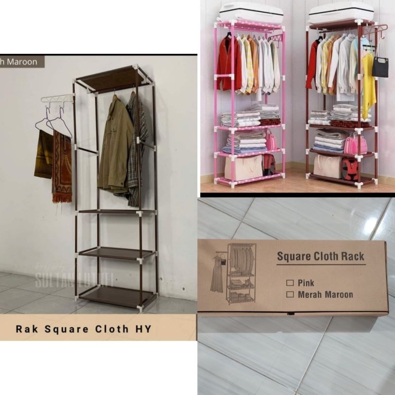 Jual Rak Gantungan Baju Kotak-Stand Hanger Square Cloth Rack | Shopee ...