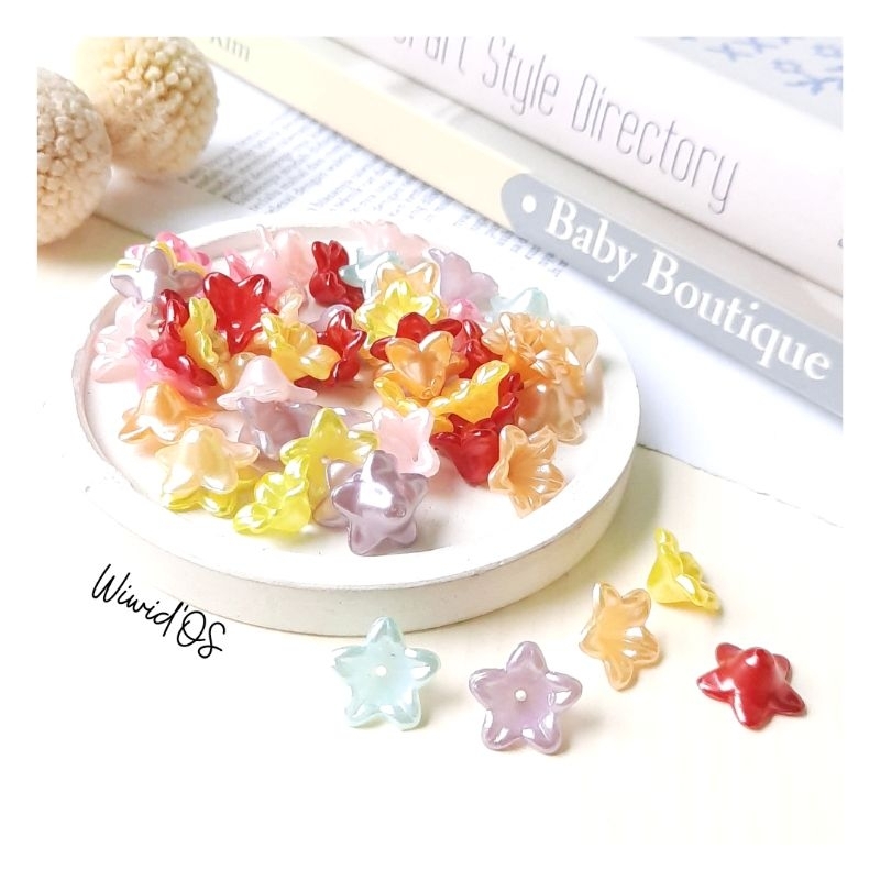 Jual ( 30 bj ) MANIK BUNGA LILY 10 MM CAMPUR WARNA | Shopee Indonesia