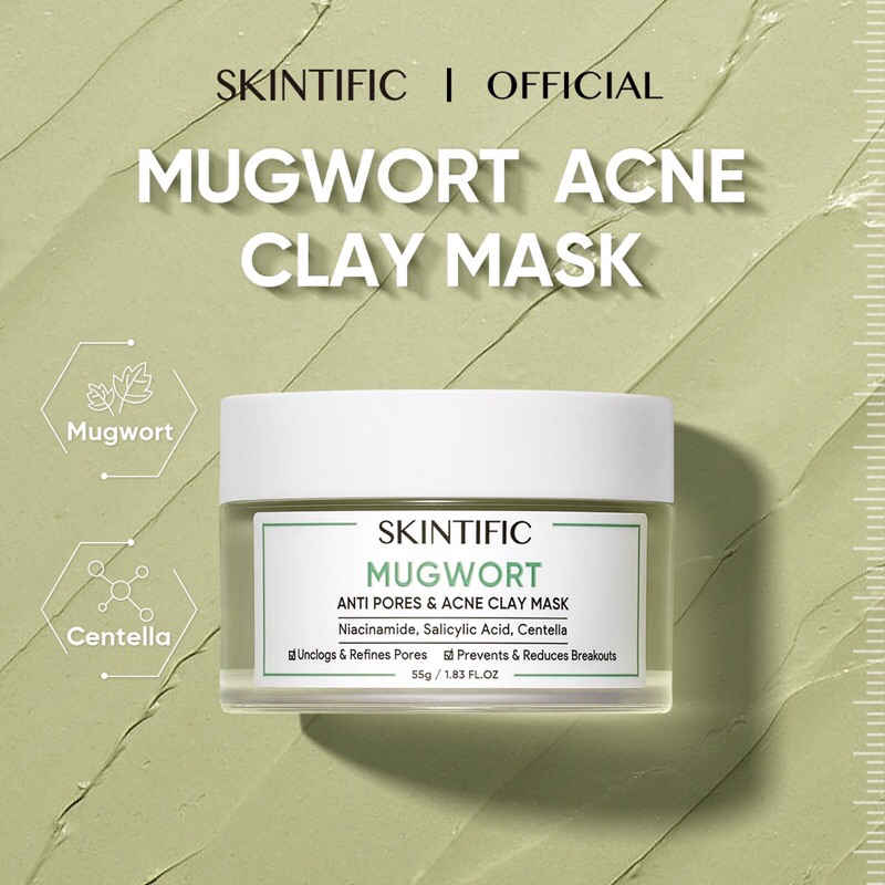 Jual SKINTIFIC Mugworth Acne Clay Mask 55gr | Shopee Indonesia