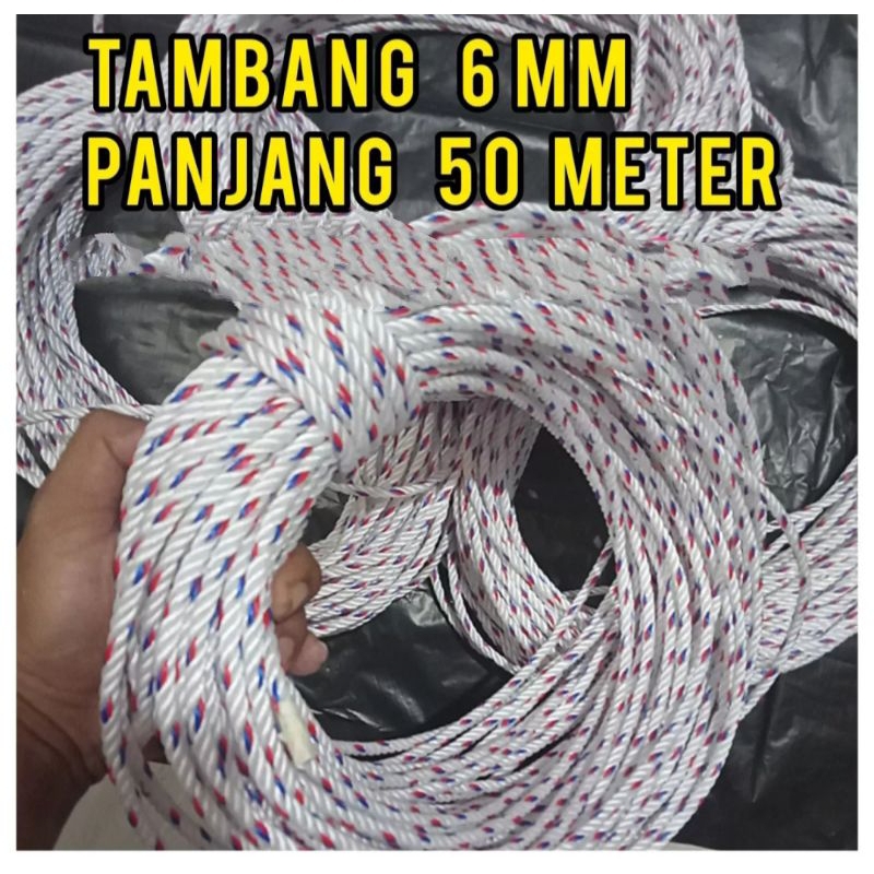 Jual Tali tambang plastik PPd 6mm Serbaguna 50m | Shopee Indonesia