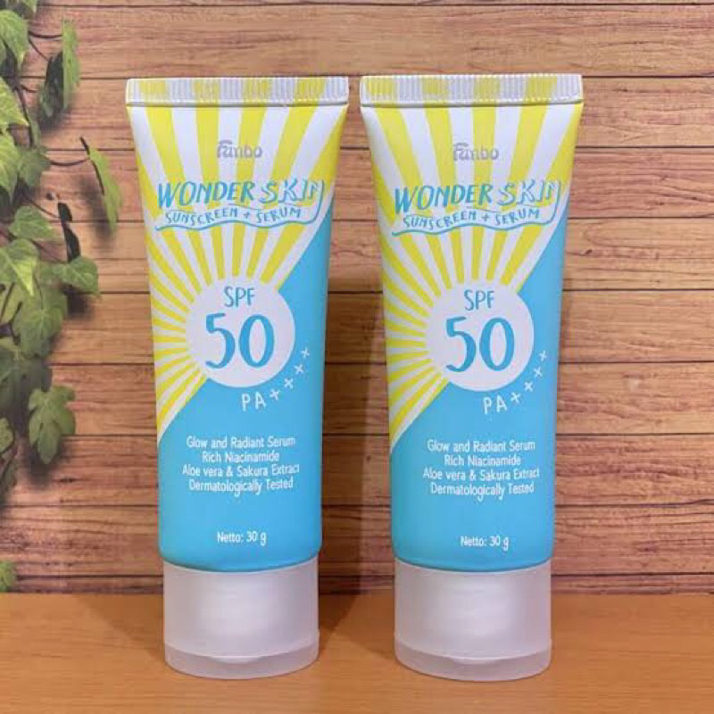 Jual Fanbo Wonder Skin Sunscreen + Serum SPF 50 PA++++ 30gr | Shopee ...
