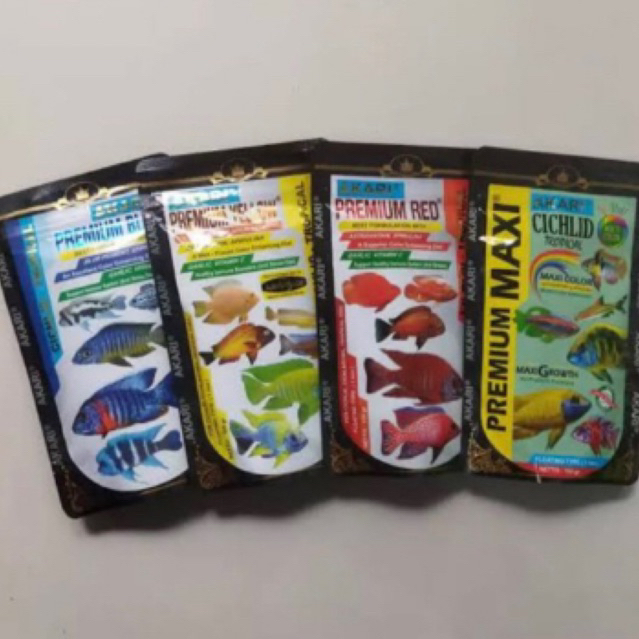 Jual Akari Premium cichlid maxi yellow red blue 1mm pelet chana louhan ...