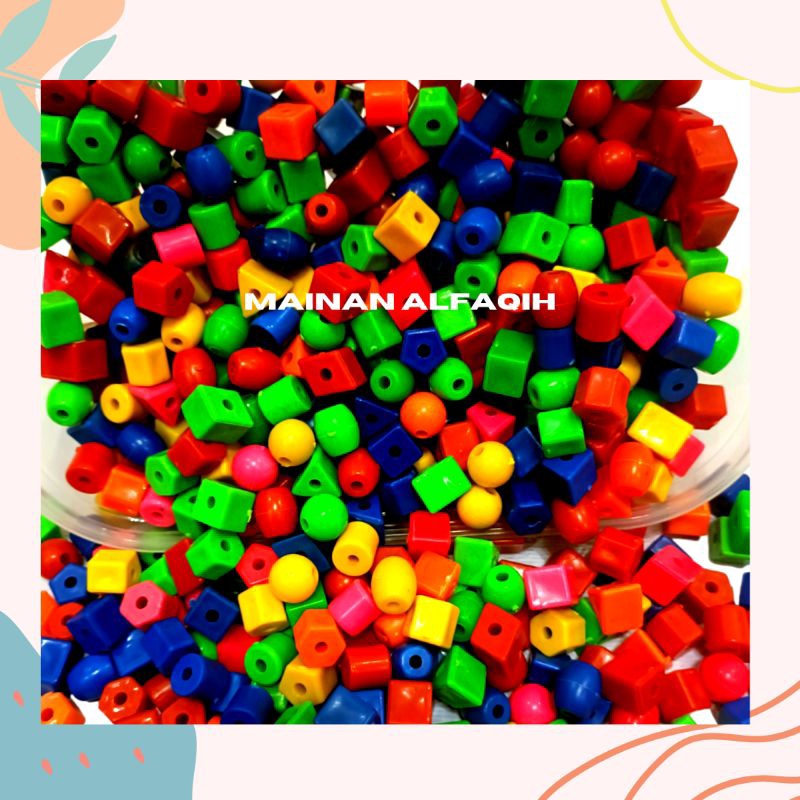 Jual Mainan Anak Edukatif / Meronce Bentuk Geometri Warna Warni ...