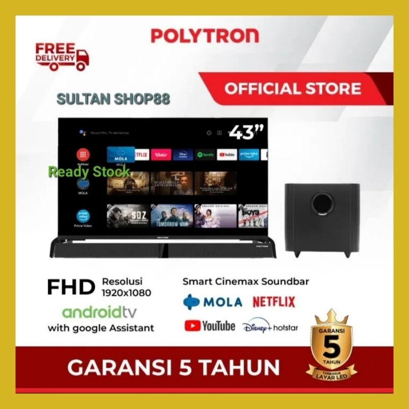 Jual POLYTRON LED TV PLD43BAG9953 43 INCH ANDROID FULL HD WITH CINEMAX ...