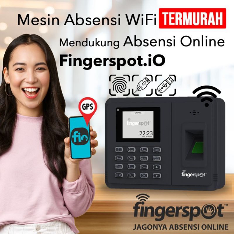 Jual fingerspot revo w 231n mesin absensi wifi mesin absensi sidik jari fingerprint revo w231 ...