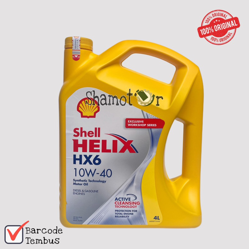 Jual Oli Shell Helix HX6 SAE 10W-40 Oli Shell Mobil HX6 4 Liter ...