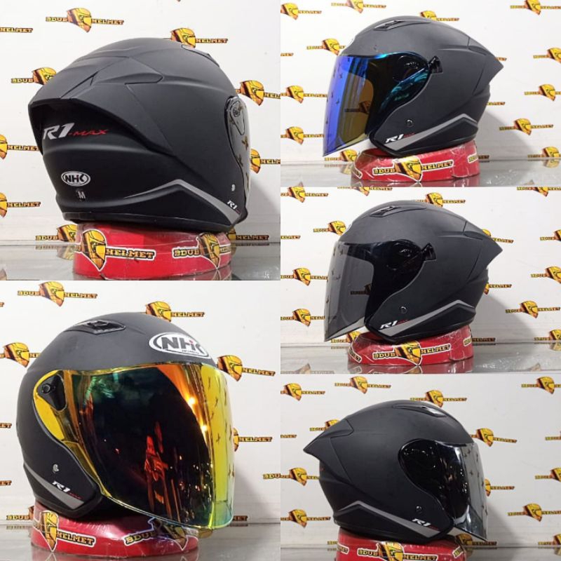 Jual Helm Nhk R1 MAX solid black dof/hitam dof paket ganteng 100 ...