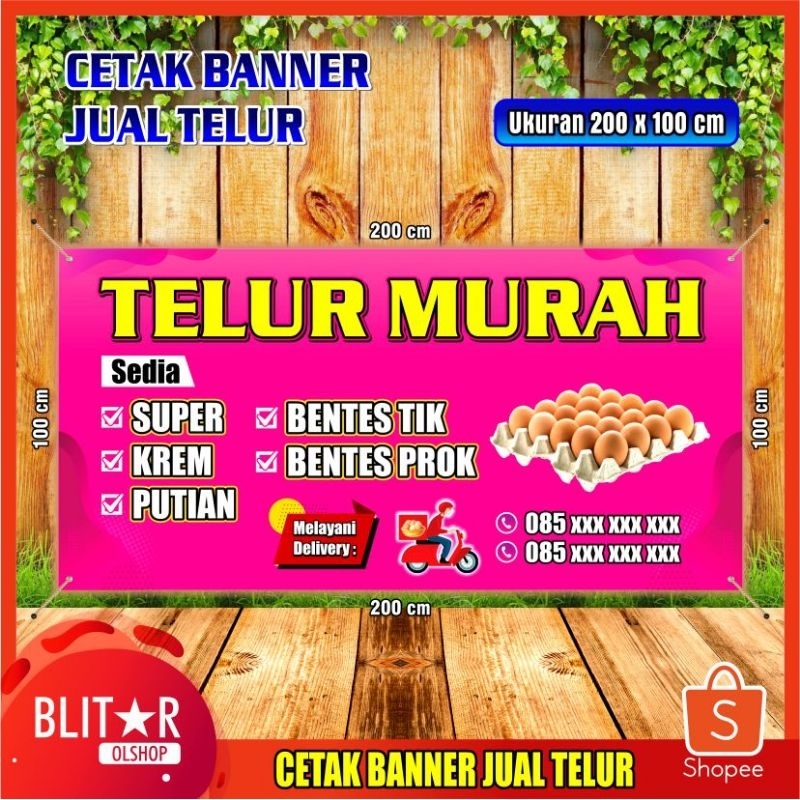 Jual Cetak Banner Jual Telur Ukuran 200x100 cm Best Seller | Shopee ...