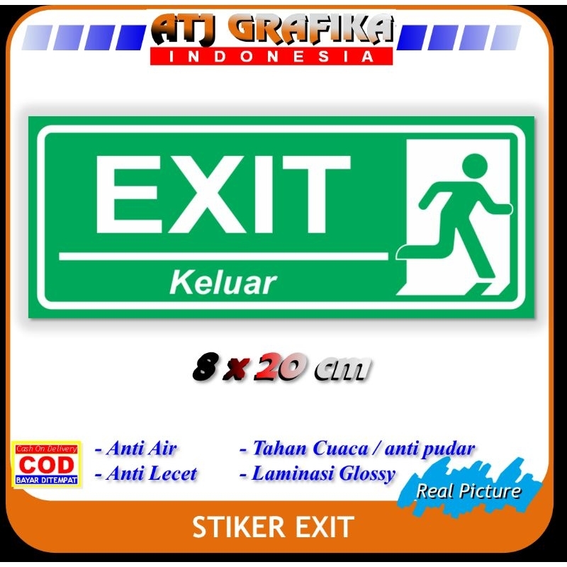 Jual Stiker petunjuk arah keluar sticker exit pintu kantor pabrik K3 ...