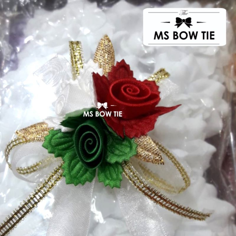 Jual CORSAGE NATAL korsase bunga jas boutonneries merah hijau putih ...