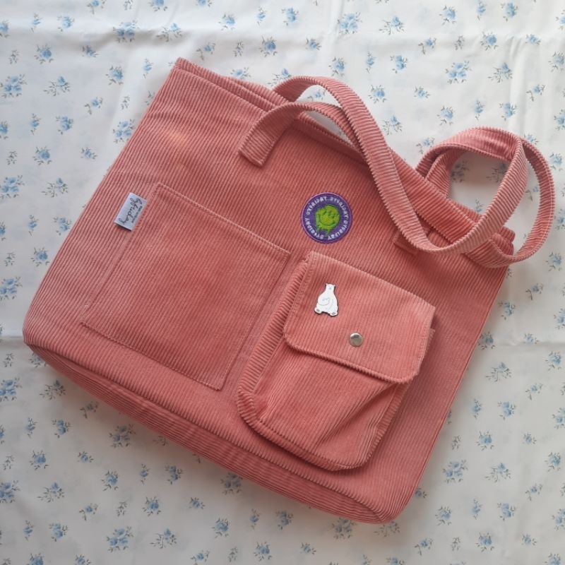 Jual Tas Corduroy Tote Bag Tas Kuliah Sekolah Laptop | Shopee Indonesia