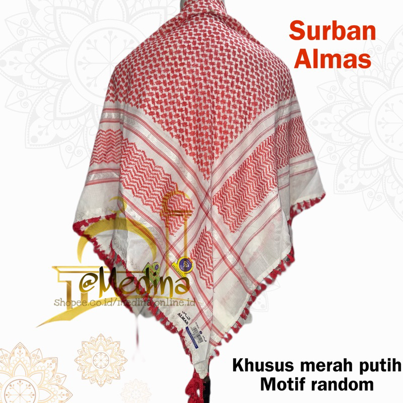 Jual Surban Almas warna merah dan putih ORI ecer atau grosir | Shopee ...