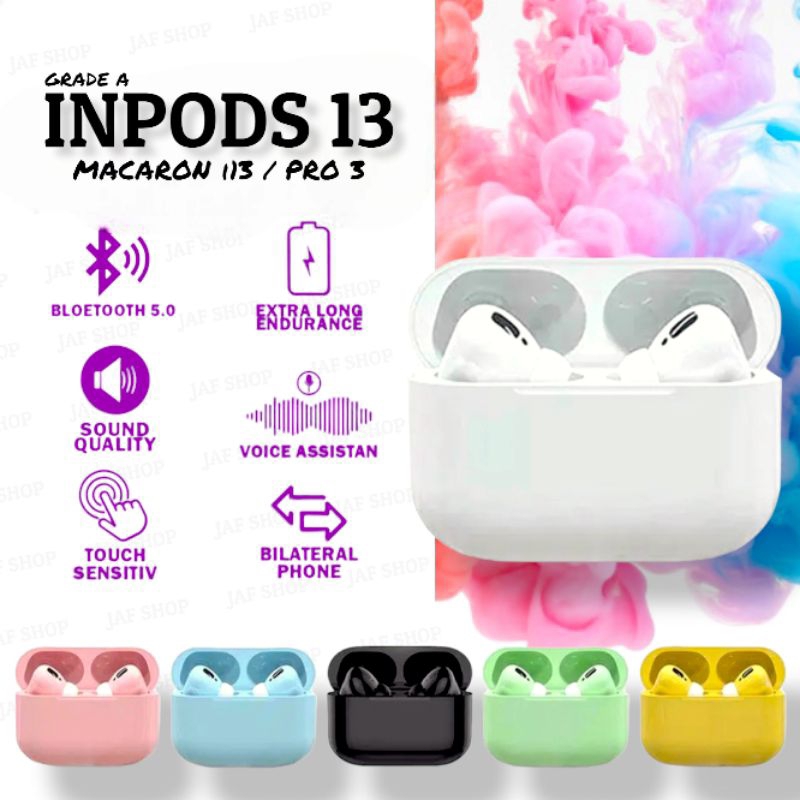 Jual Headset Bluetooth TWS i13 / i13 Pro / Pro 3 Macaron GRADE A ...