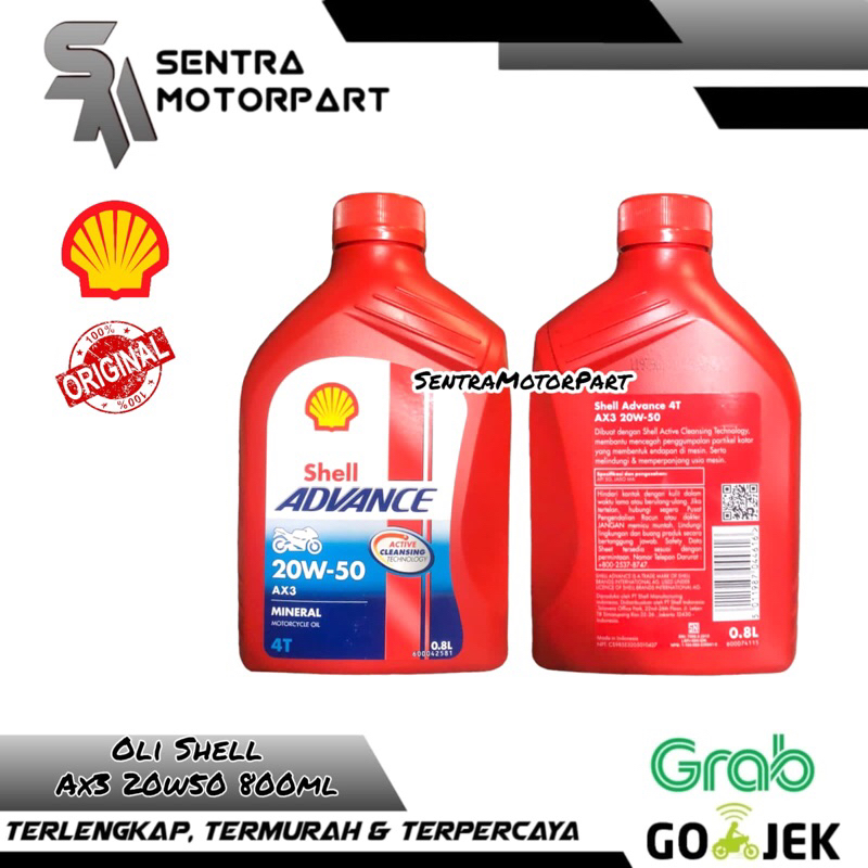 Jual Oli motor shell advance ax3 20w 50 4t 800ml 0,8 liter | Shopee ...