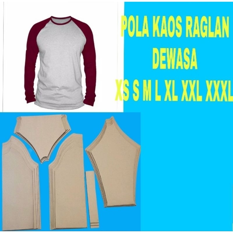 Jual pola instan kaos raglan pria dewasa lengan panjang dn pendek ...