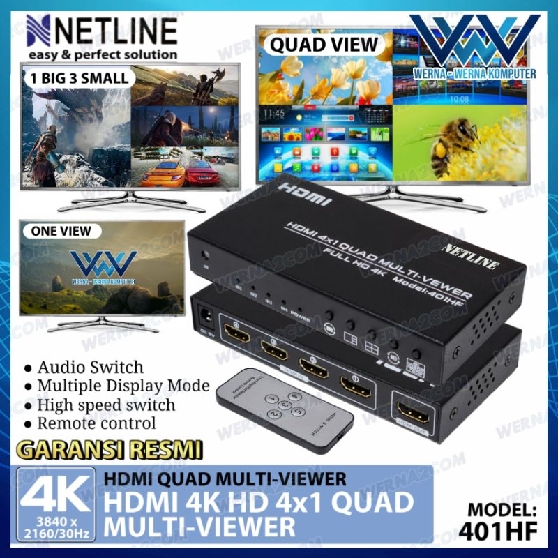 Jual NETLINE HDMI 4x1 QUAD MULTI VIEWER support 4K | Shopee Indonesia