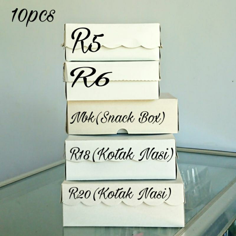 Jual 10pcs Kotak Nasi Kotak Sna k Box Kertas Putih Box Nasi Dan Snack ...