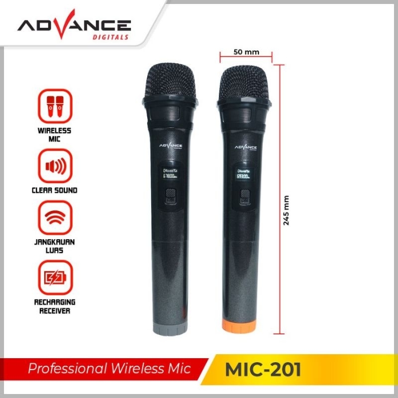 Jual mic wireless advance 201 / mic tanpa kabel advance professional ...