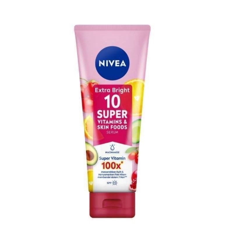 Jual nivea extra bright 10 super vitamin & skin food serum 180ml ...
