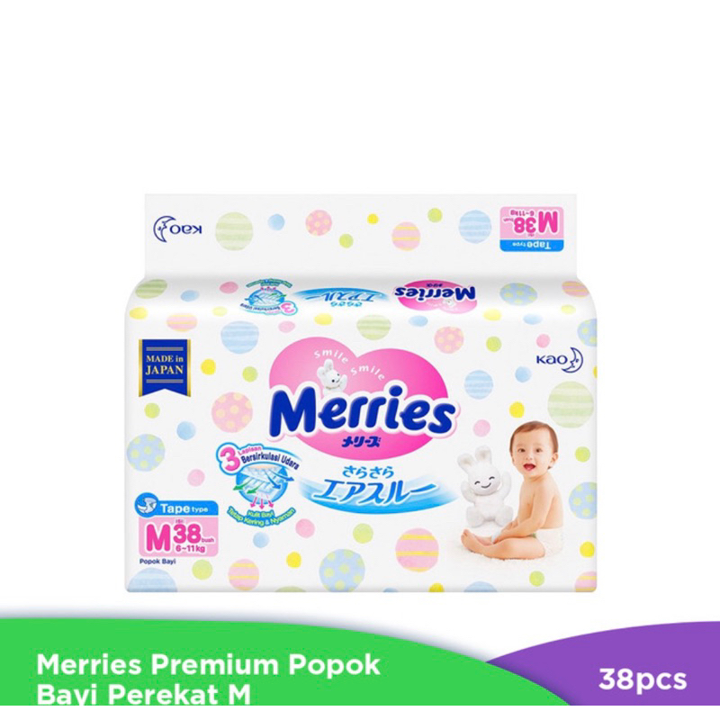 Jual (New) Merries Premium Popok Bayi Perekat M 38 - M38 | Shopee Indonesia