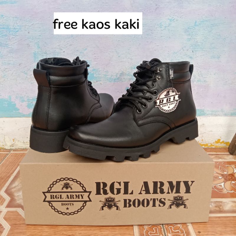 Jual SEPATU PDH TNI POLRI SCURITY KULIT ASLI HITAM DOP MEREK RGL ARMY ...