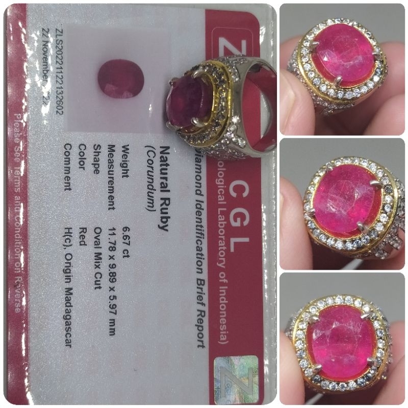 Jual Ruby Madagaskar Afrika Natural 6,6 ct Oval-Brilliant memo CGL Ring Perak | Shopee Indonesia