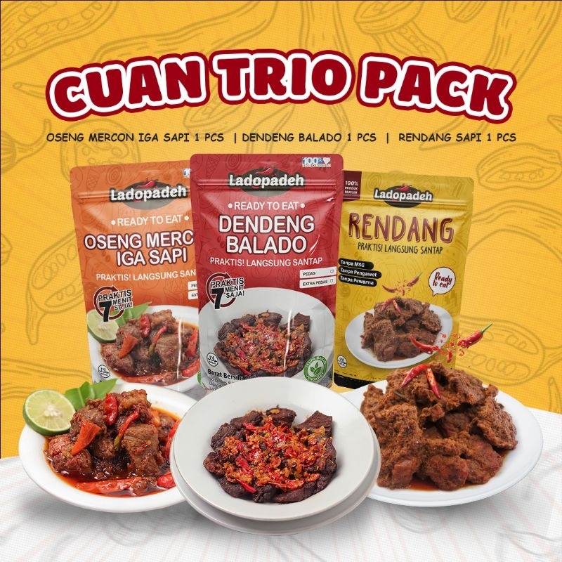 Jual PAKET CUAN TRIO PACK C ( OSENG MERCON IGA, DENDENG BALADO, RENDANG ...
