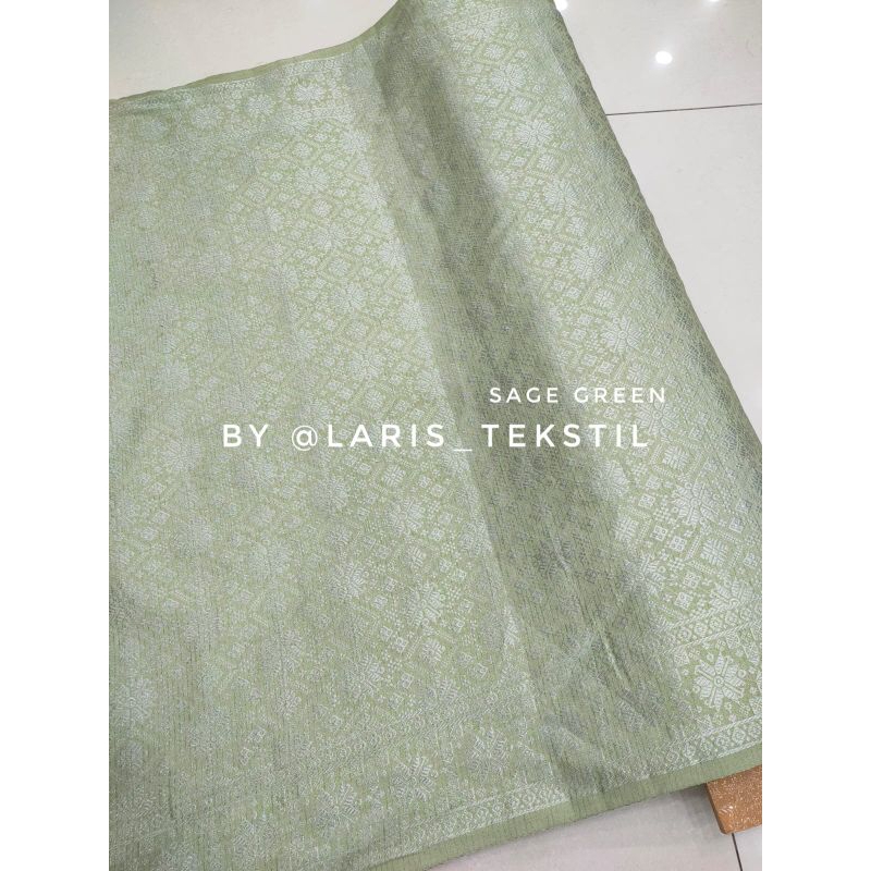 Jual Kain Songket Semi Palembang Sage Green (harga per setengah meter (50cm) | Shopee Indonesia