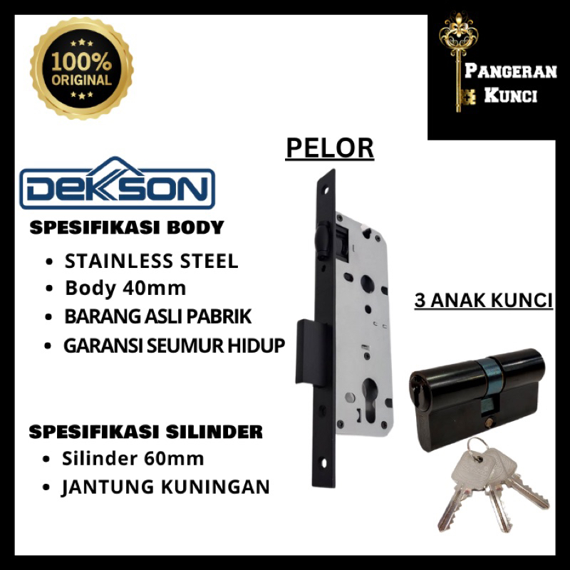 Jual MORTISE LOCK BODY KUNCI PINTU RUMAH SET PELOR LIDAH DEKSON SOLID ...