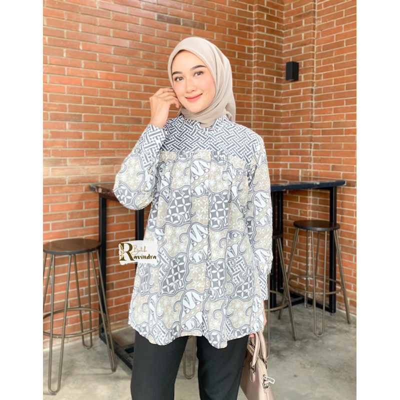 Jual BATIK RAVINDRA Blouse Batik Soft Kombinasi | Shopee Indonesia