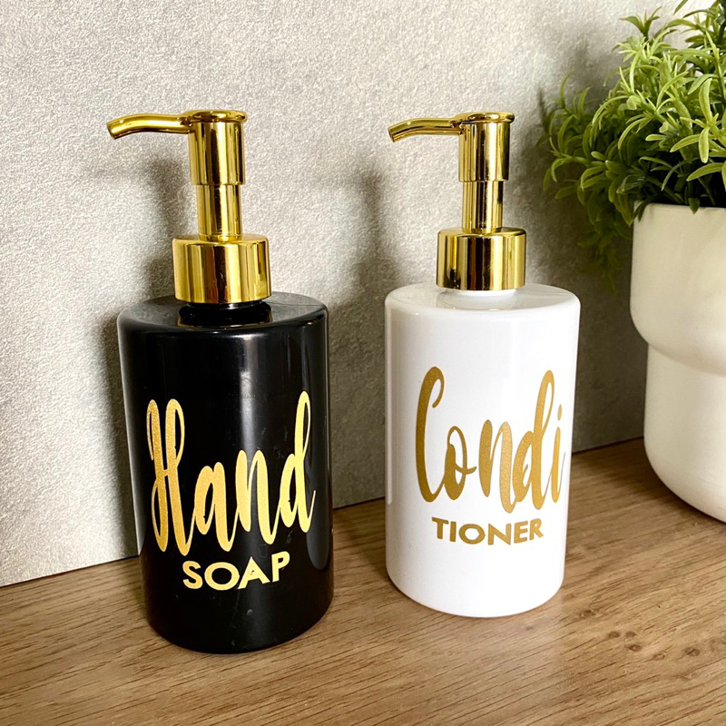 Jual BOTOL REFILL 250ml Pendek Pump Gold Luxury Free Stiker Cutting New | Shopee Indonesia