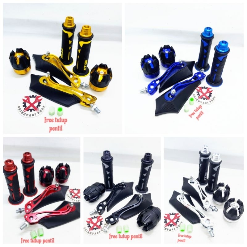 Jual (Promo paket hemat) handgrip segitiga + jalu stang + spion batman ...