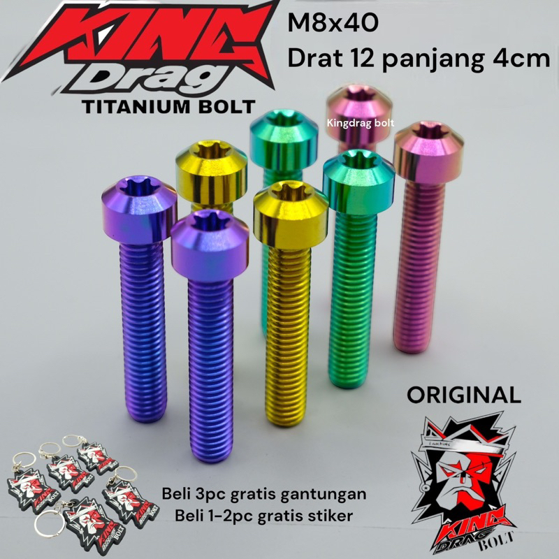 Jual baut TITANIUM 02 original KINGDRAG THAILAND M8x40 8x40 baut 12 ...