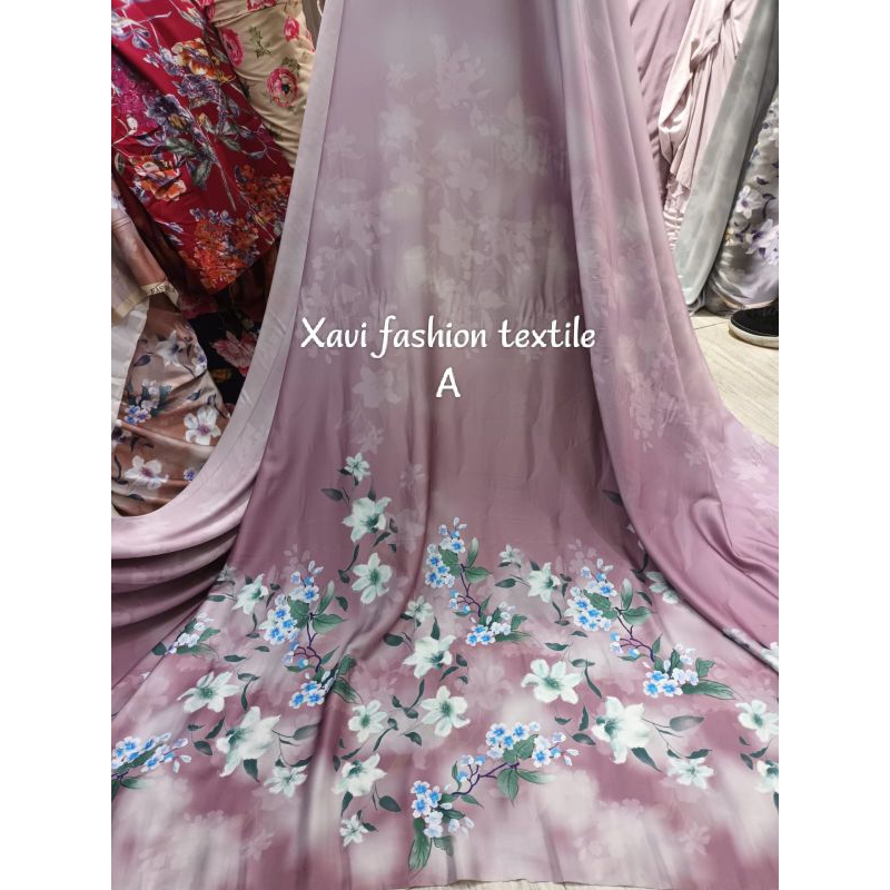 Jual Kain Silk Premium Armany xavira Bunga Motif || Harga Per Setengah ...