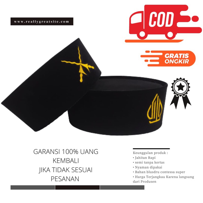 Jual Kopiyah / peci bordir/ peci songkok logo keris/ peci logo halal ...