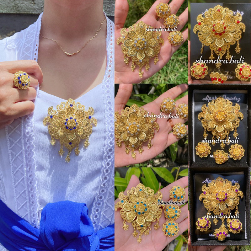 Jual Set Bros Gada Mix Mawar Alpaka Gold Kebaya Bali Aksesoris ...