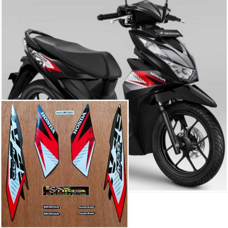 Jual Striping original Honda Beat CBS hitam Lis merah tahun 2023 ...