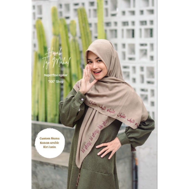 Jual Hijab Taj Mahal + Tassel | Hijab Custom Nama | Hijab Tulisan Arab ...