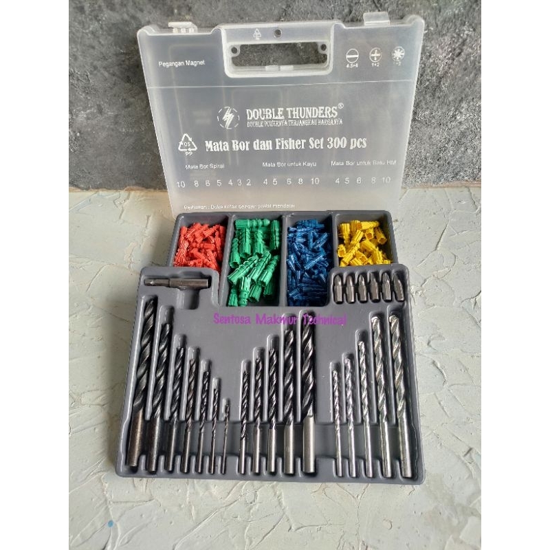 Jual DOUBLE THUNDERS 300 PCS SET Mata Bor Kayu + Besi + Beton + Obeng 300pcs | Shopee Indonesia