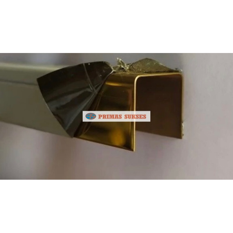 Jual List Lis U Mirror Gold Emas Stainless 10x10x10mm Tebal 0.8mm ...