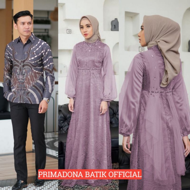 Jual Batik Couple Gamis Brokat Terbaru Couple Kondangan Couple Tunangan Modern Jumbo,Dress ...
