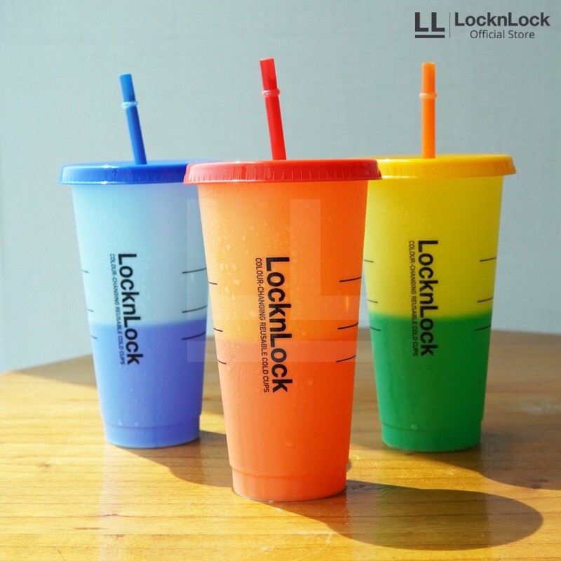 Jual LocknLock Color Changing Botol Minum Sedotan Warna Warni isi 3 ...