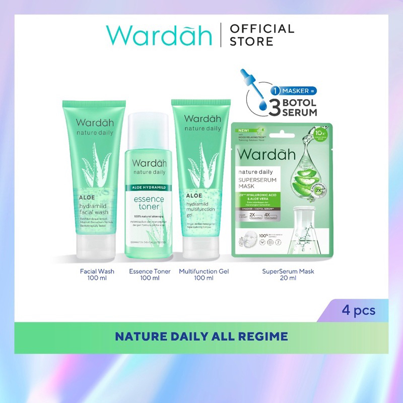 Jual Wardah Nature Daily Aloe Vera Paket Lengkap Full Regime (Toner ...