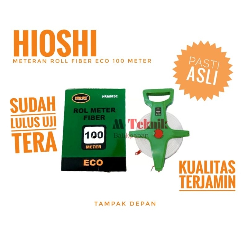 Jual Meteran fiber eco Hioshi 100 M roll meter pengukur jalan ukur ...